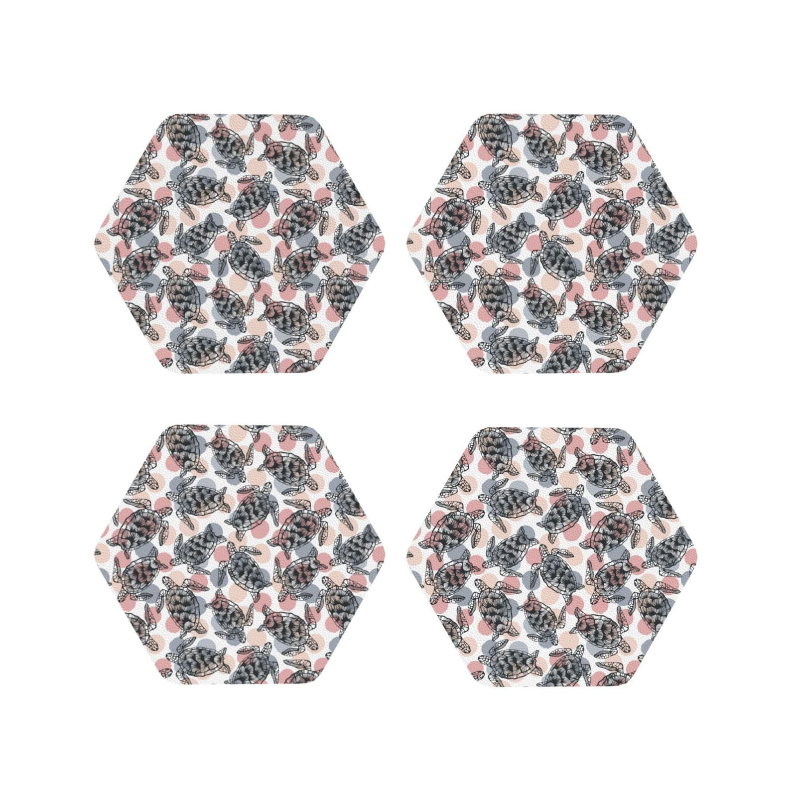 Drink Coasters, Turtle print -PVC Leather Coasters Sets of 4 for ...
