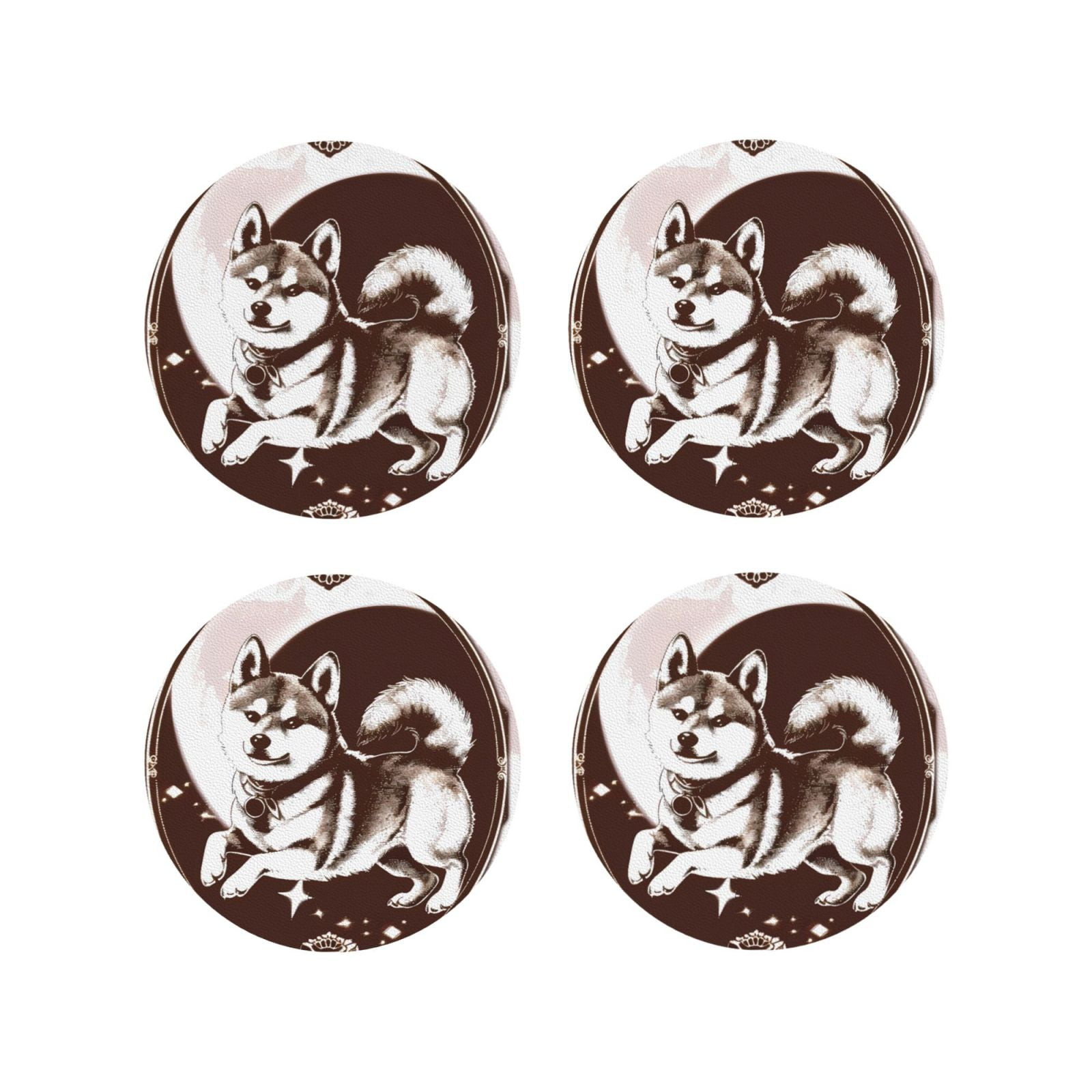 Drink Coasters, Vintage Husky Dog -PVC Leather Coasters Sets of 4 for ...