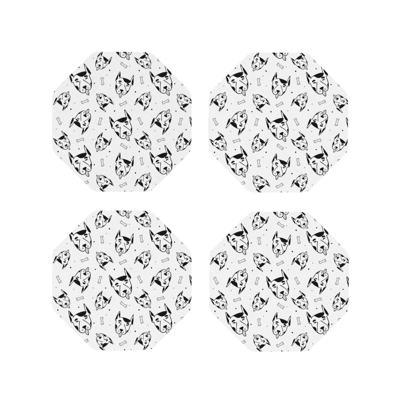 Drink Coasters, black Dog Puppy white -PVC Leather Coasters Sets of 4 ...