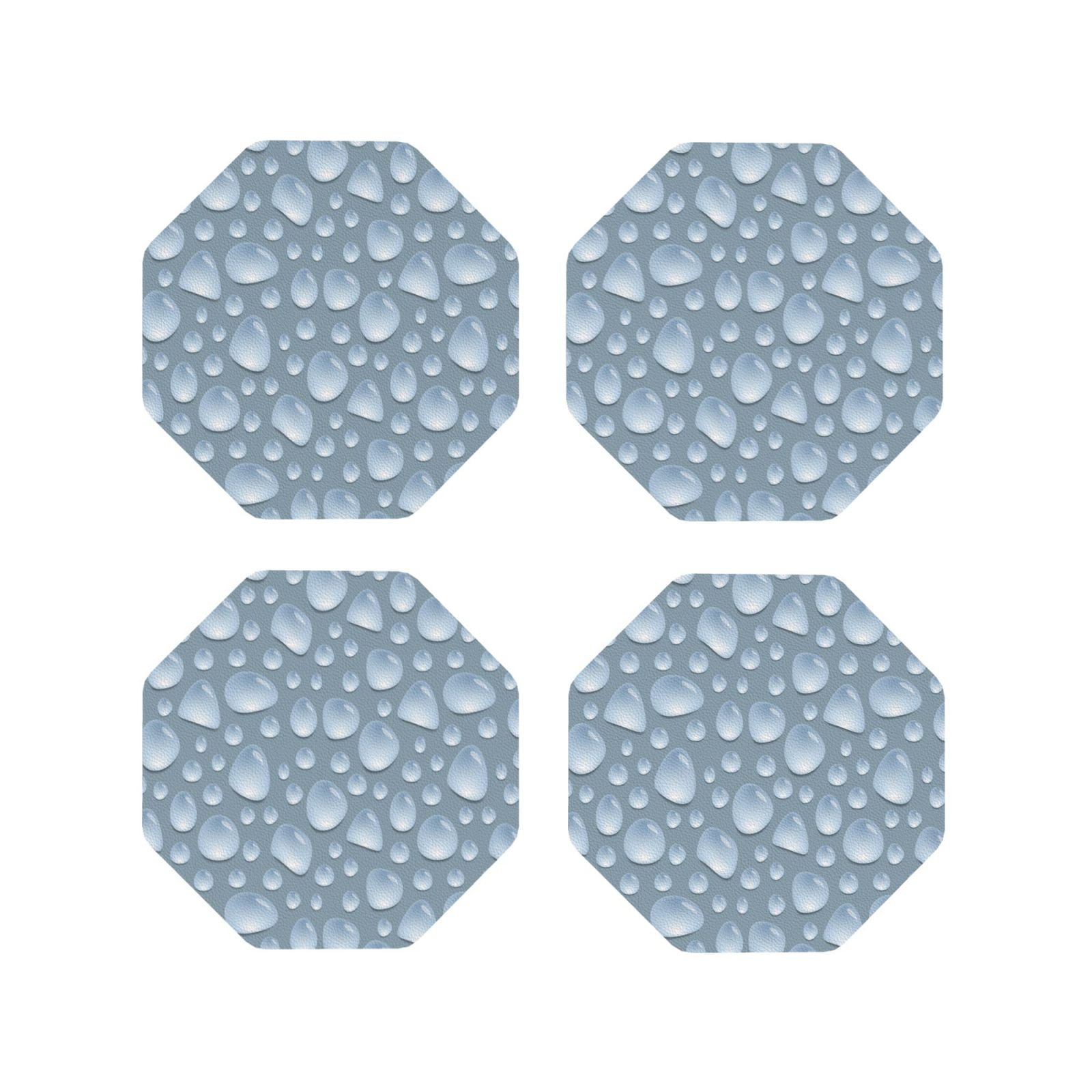 Drink Coasters, blue water spots print -PVC Leather Coasters Sets of 4 ...