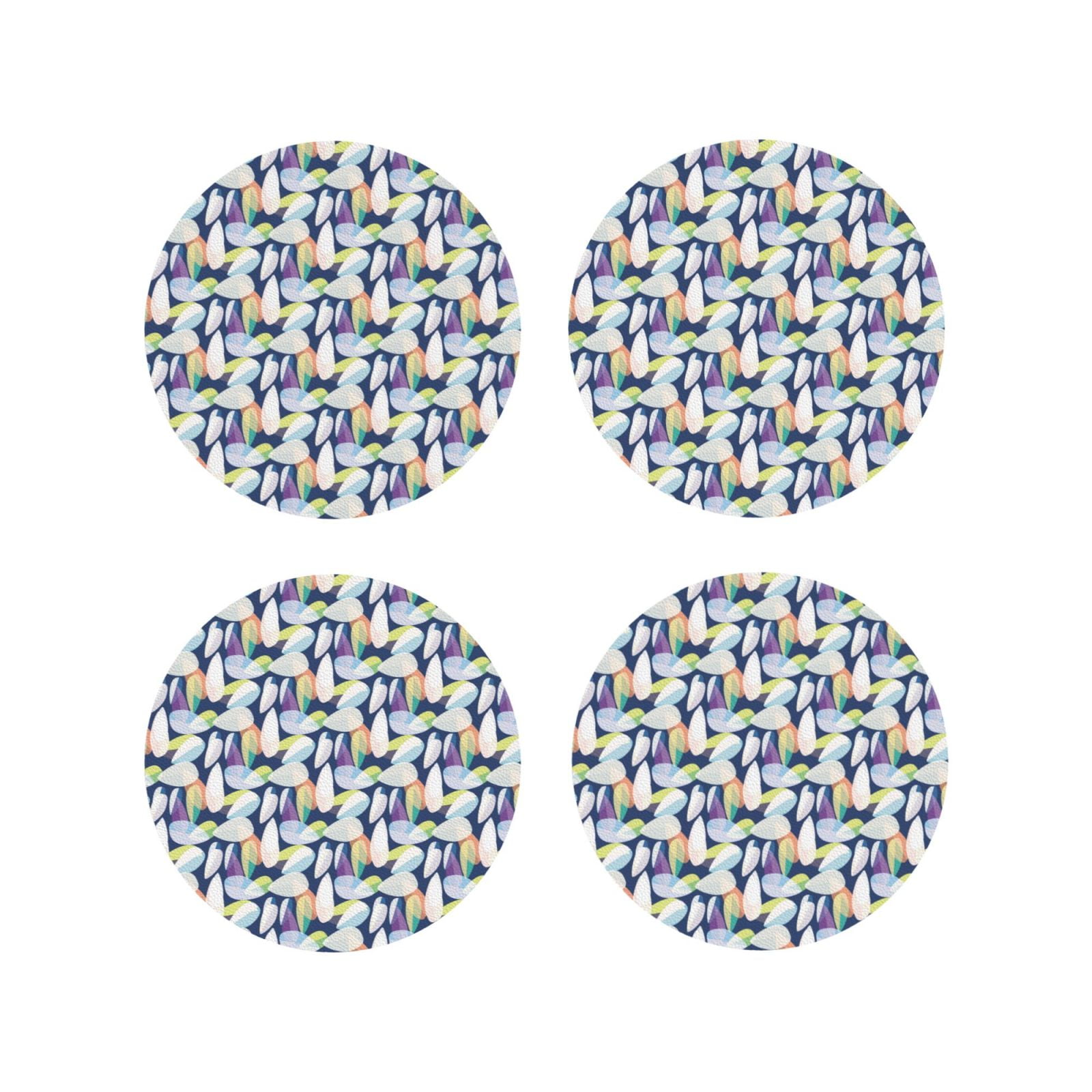 Drink Coasters, bright colors leaves -PVC Leather Coasters Sets of 4 ...