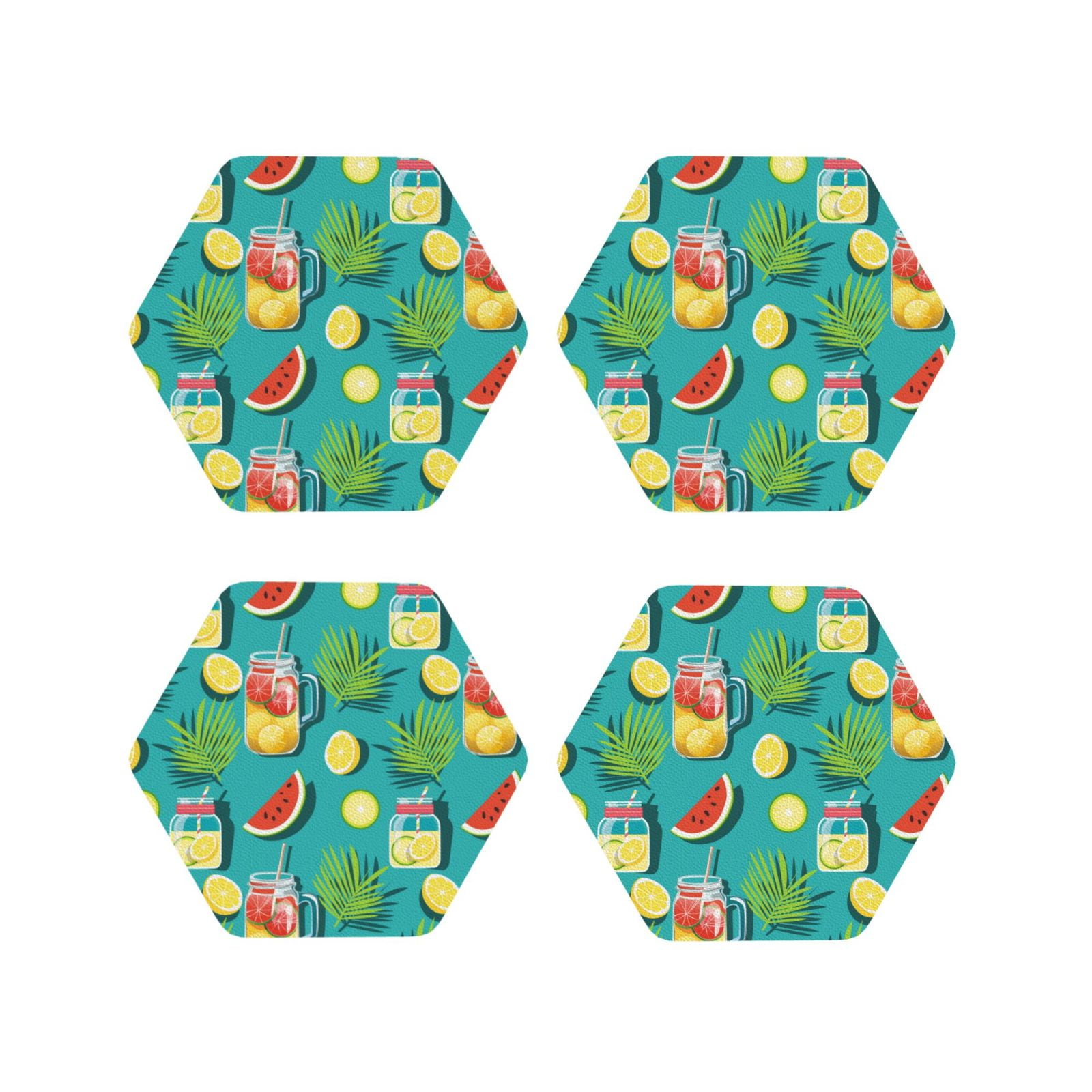 Drink Coasters, cartoon Lemon juice -PVC Leather Coasters Sets of 4 for ...