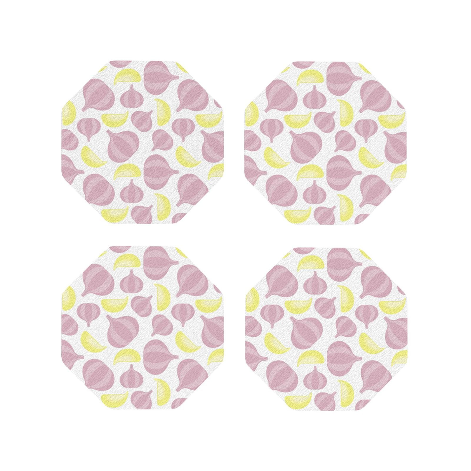 Drink Coasters, cartoon garlic cloves -PVC Leather Coasters Sets of 4 ...