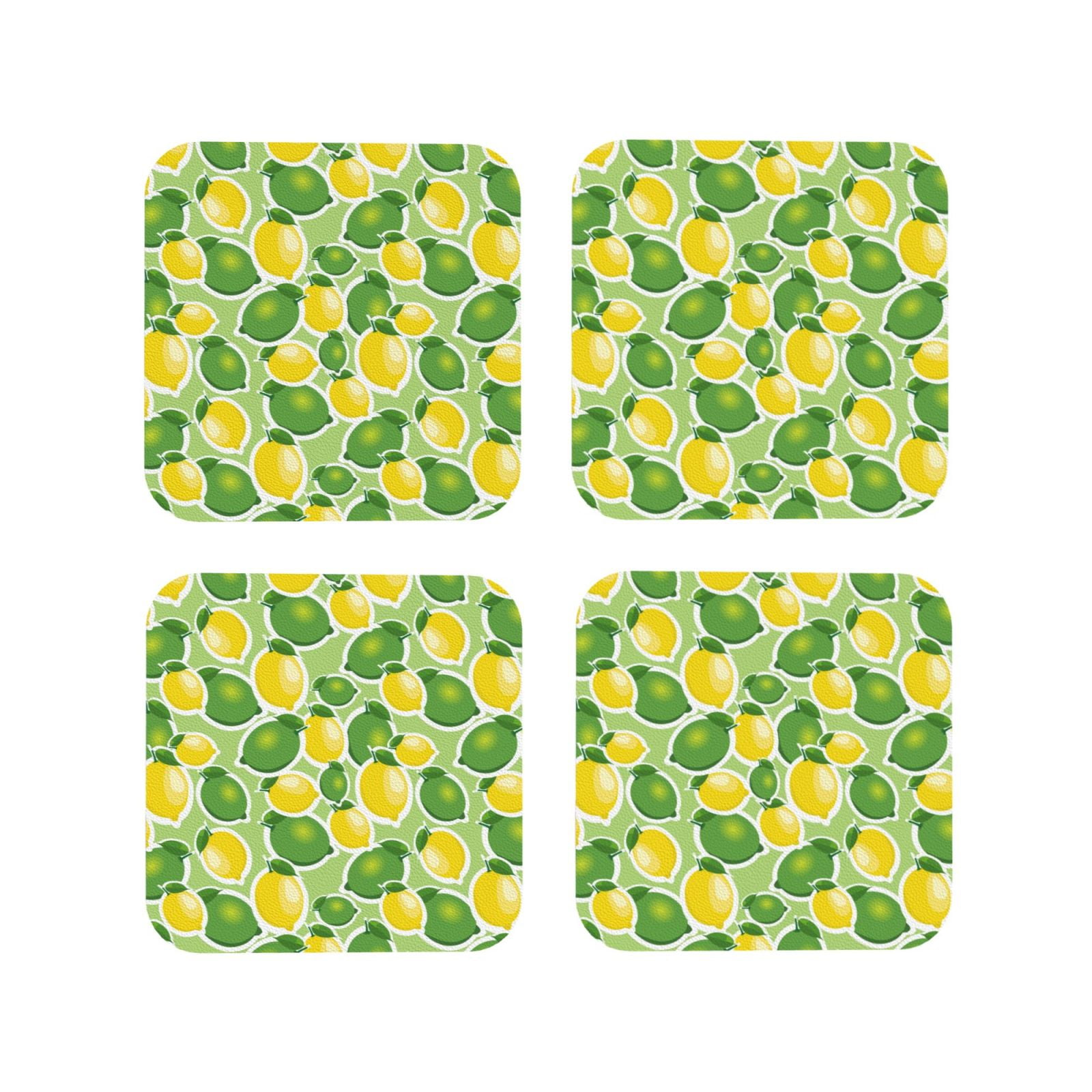 Drink Coasters, cartoon green yellow Lemon -PVC Leather Coasters Sets ...