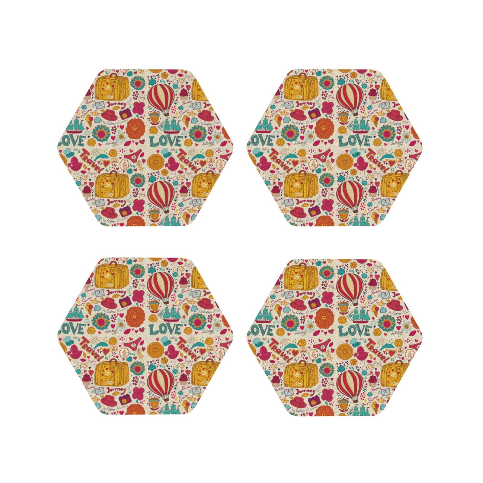Drink Coasters, cartoon hot air balloon -PVC Leather Coasters Sets of 4 ...
