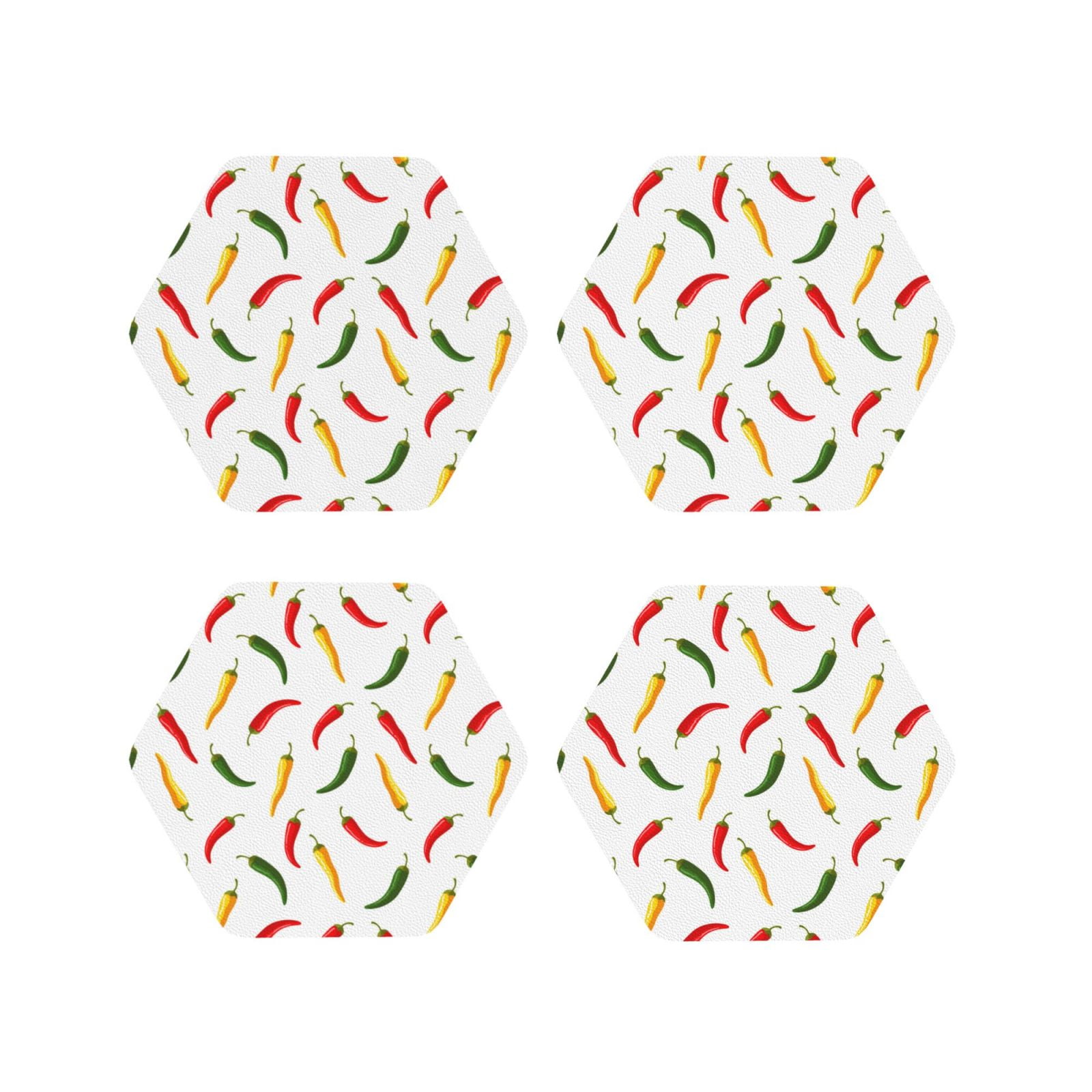 Drink Coasters, colors Chili Pepper -PVC Leather Coasters Sets of 4 for ...