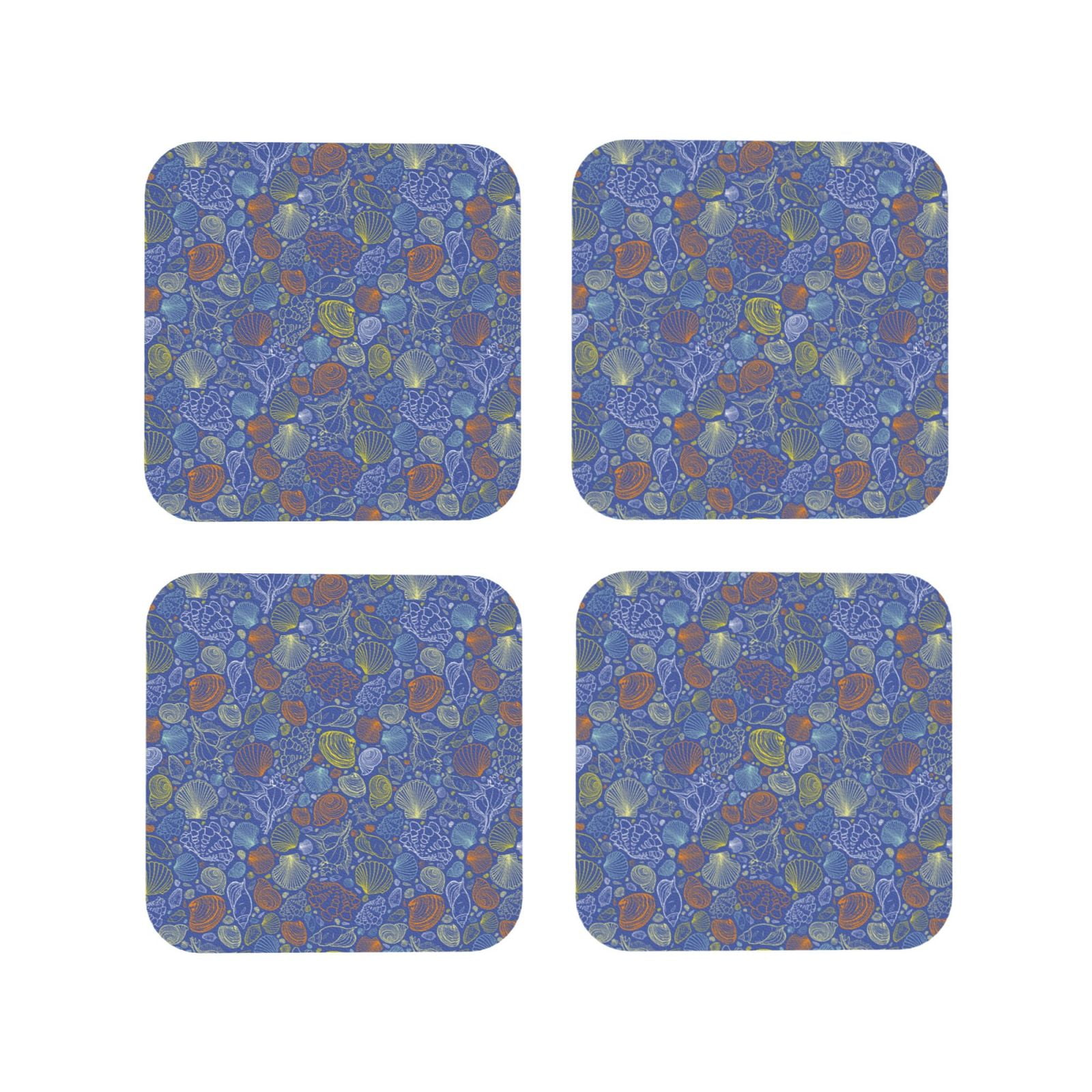 Drink Coasters, colourful seashells -PVC Leather Coasters Sets of 4 for ...