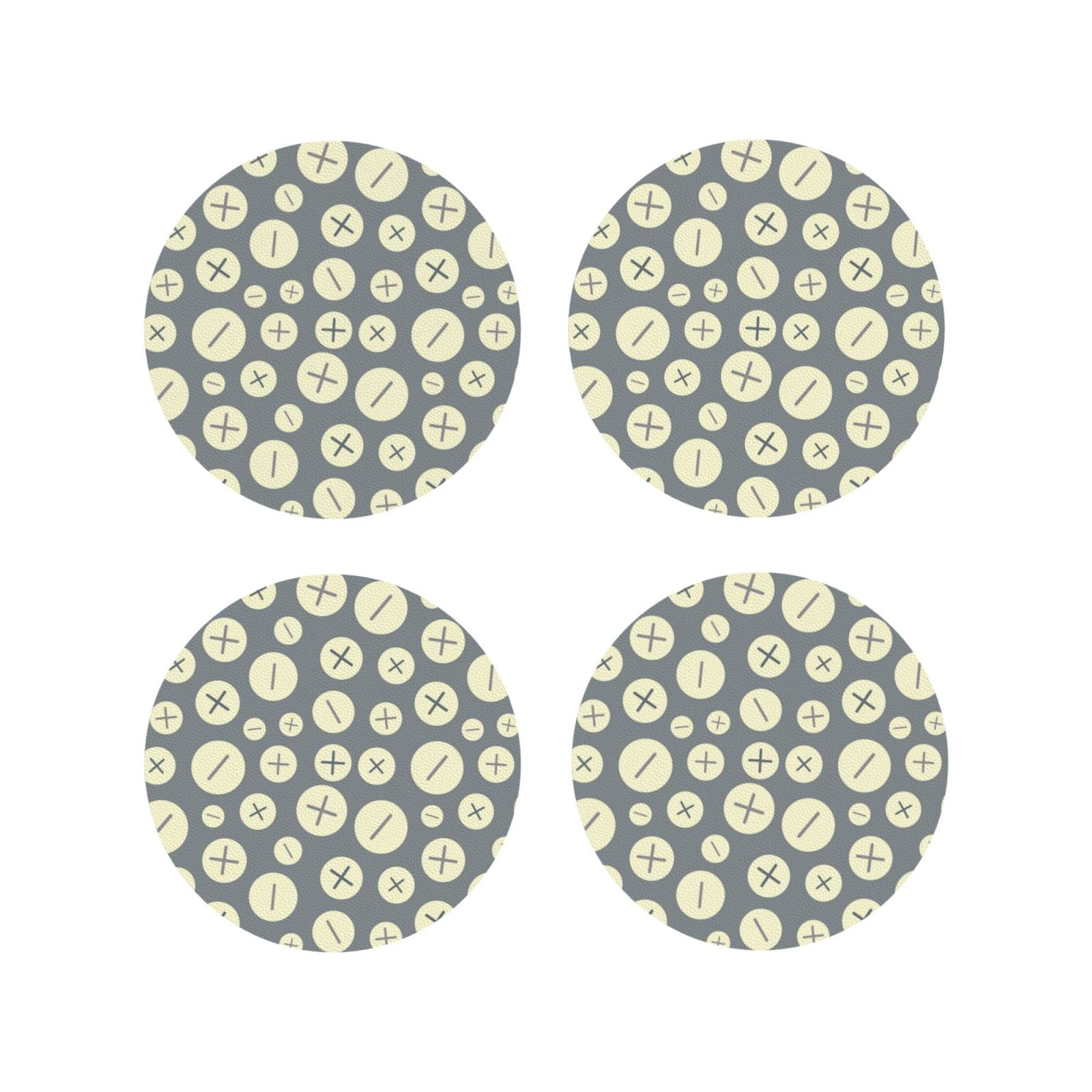 Drink Coasters, comical Math Symbol Print -PVC Leather Coasters Sets of ...