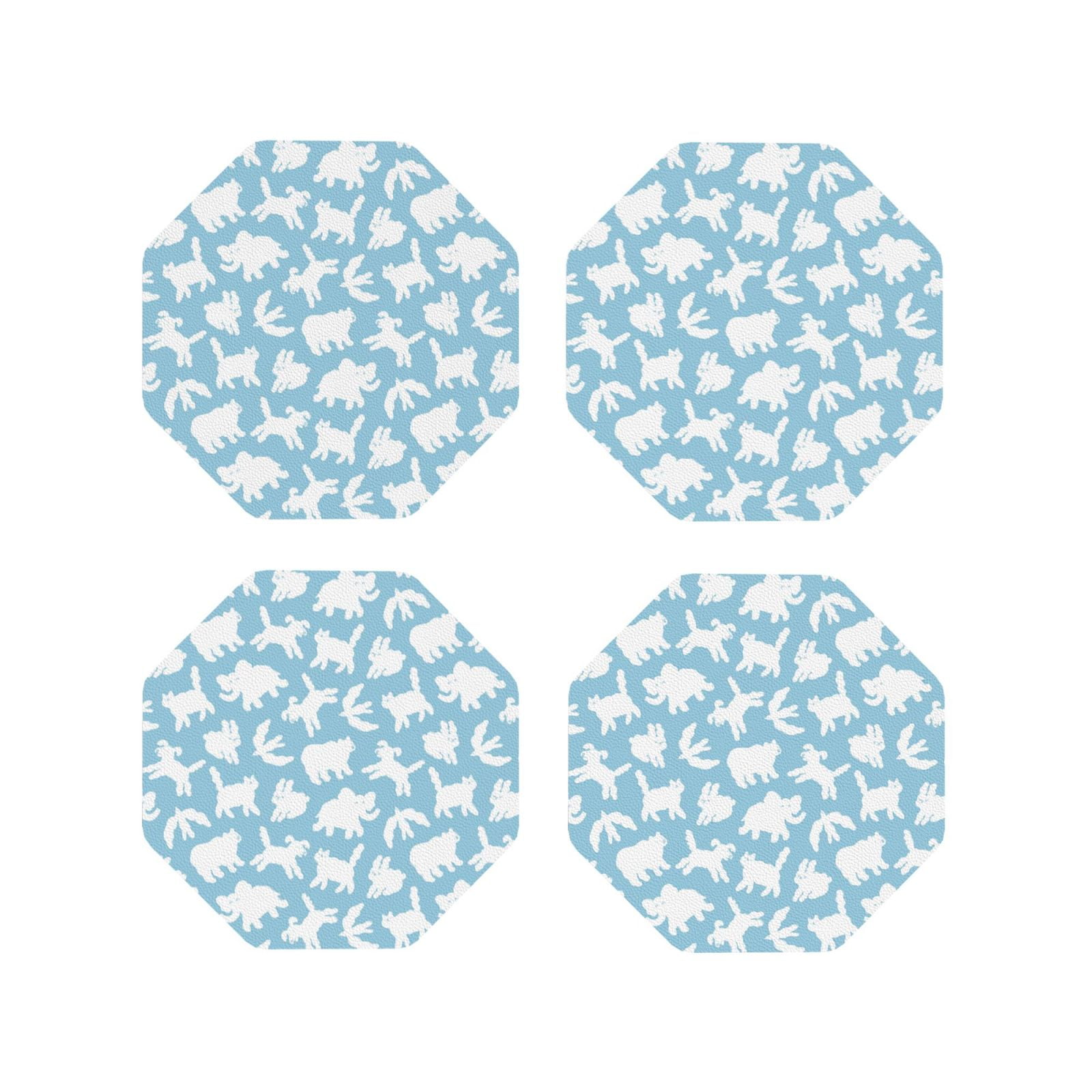 Drink Coasters, cute animals AA -PVC Leather Coasters Sets of 4 for ...
