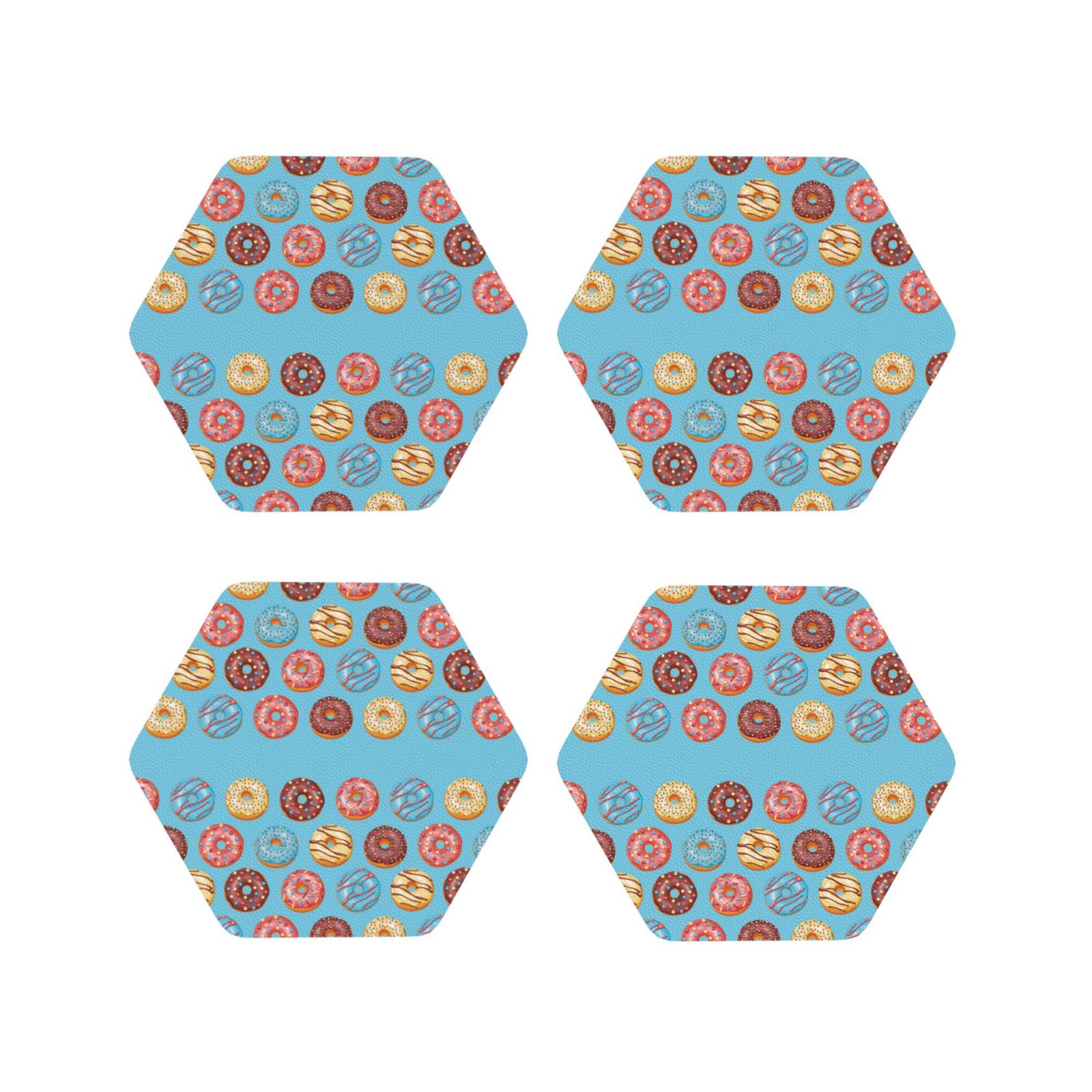 Drink Coasters, cute donut -PVC Leather Coasters Sets of 4 for Tabletop ...