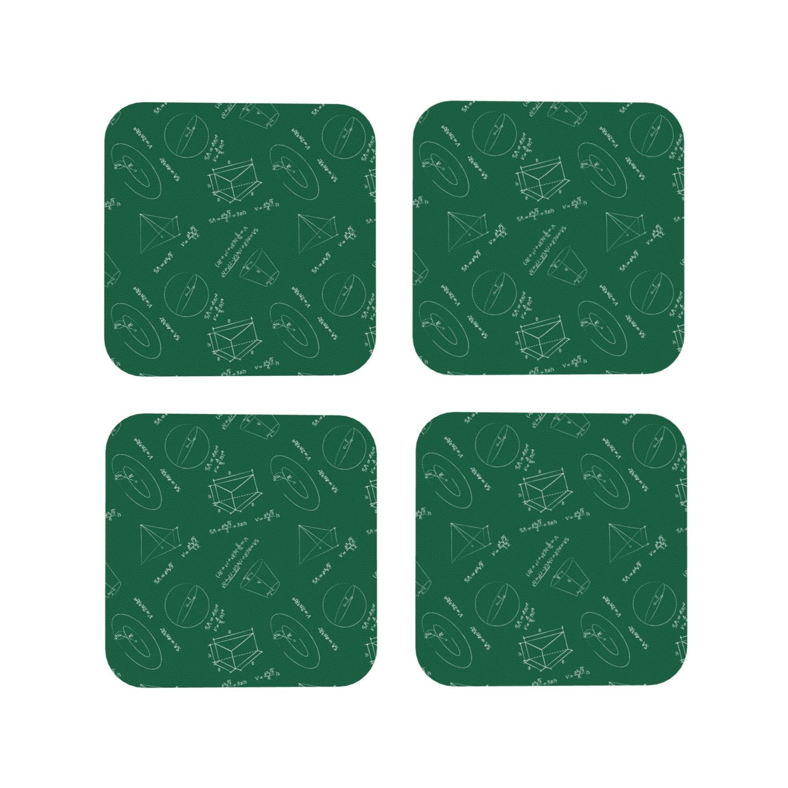 Drink Coasters, green Math equation Print -PVC Leather Coasters Sets of ...