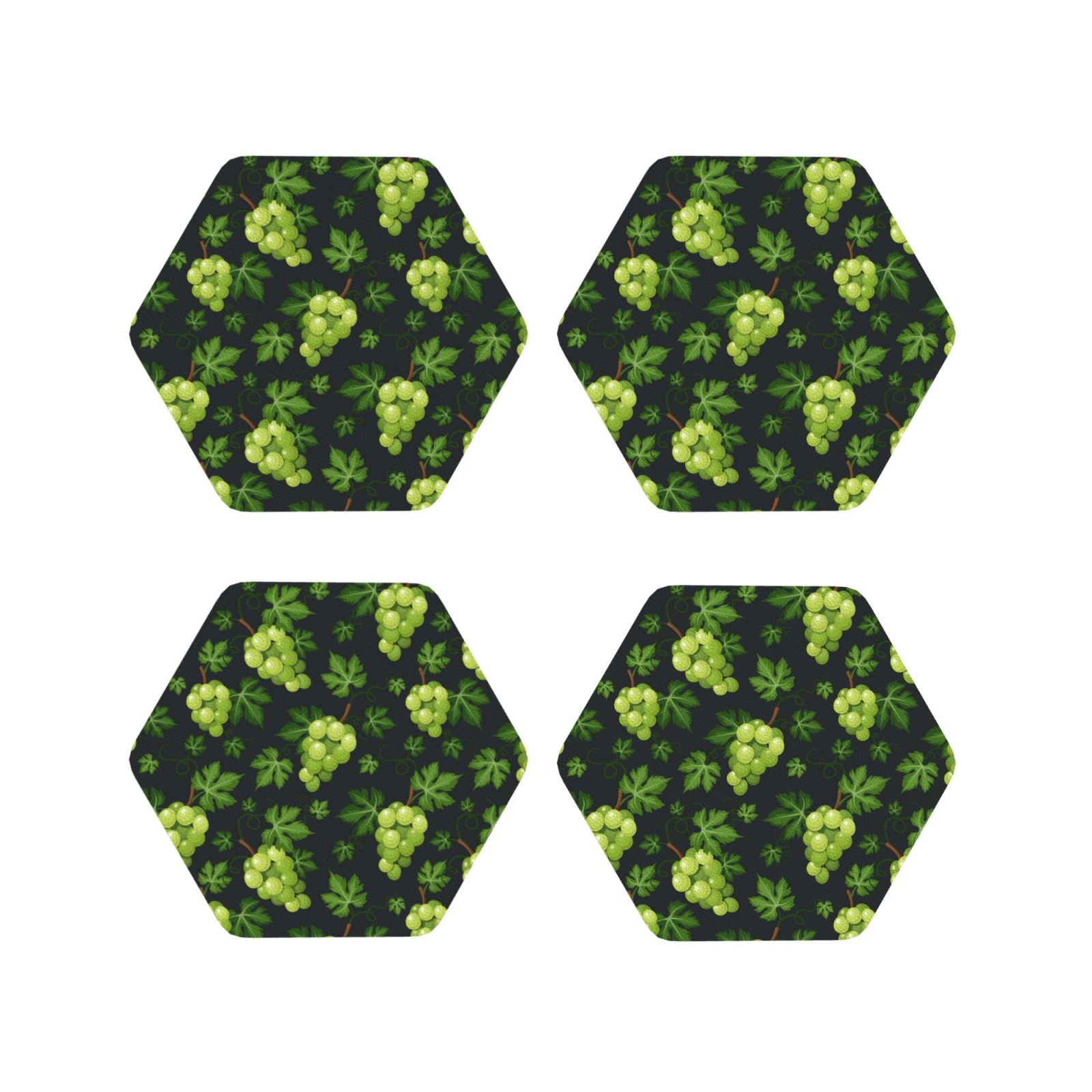 Drink Coasters, green leaf Grape -PVC Leather Coasters Sets of 4 for ...