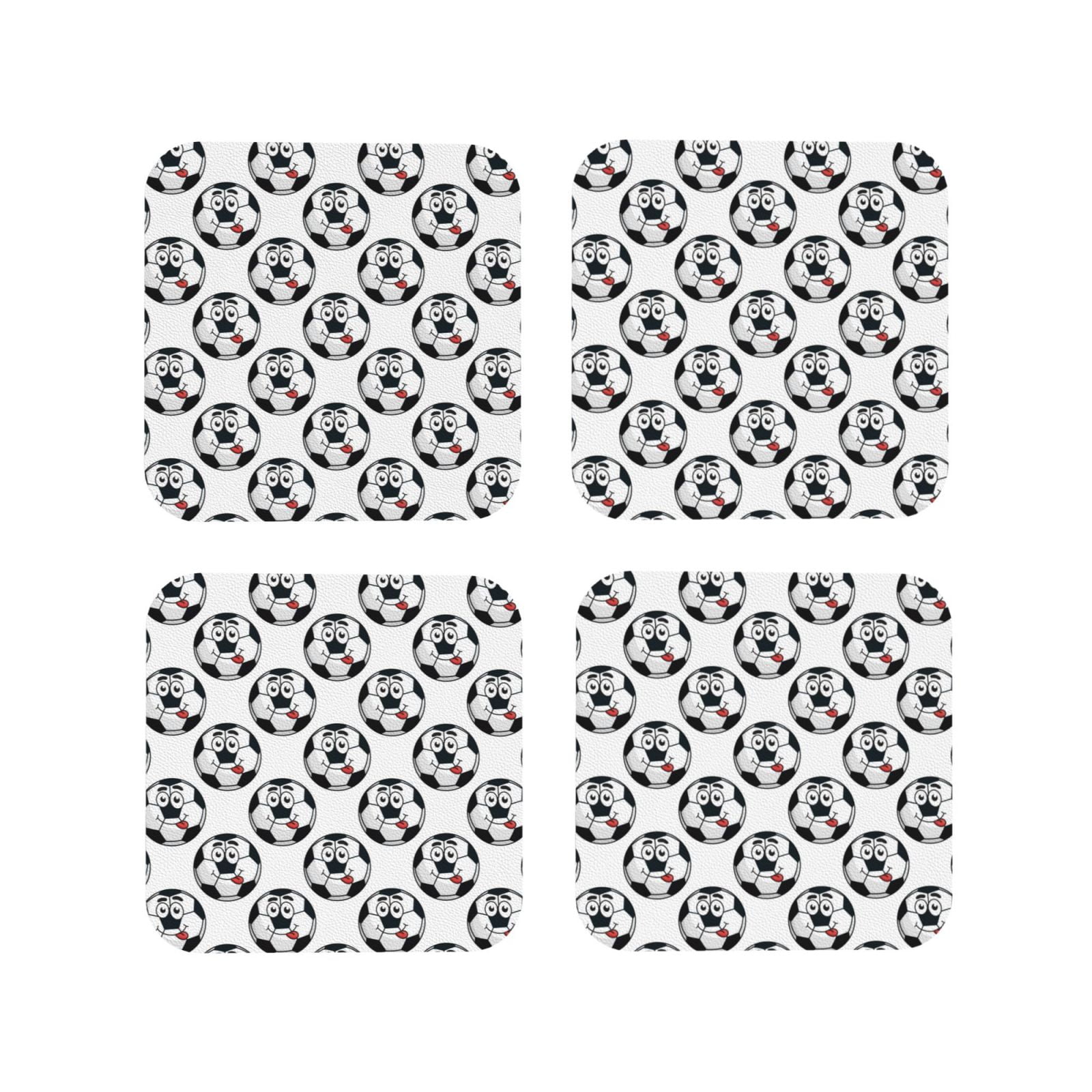 Drink Coasters, happy football -PVC Leather Coasters Sets of 4 for ...