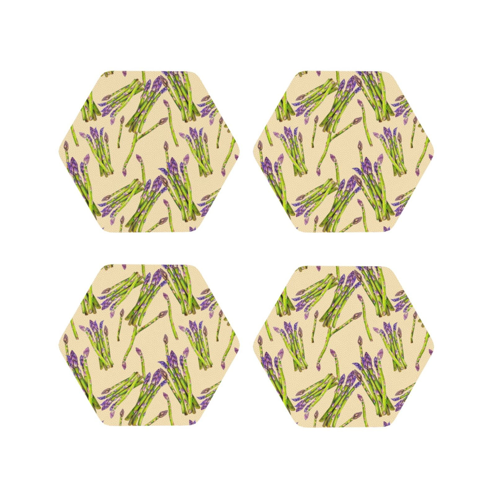 Drink Coasters, hilarious Asparagus Print -PVC Leather Coasters Sets of ...