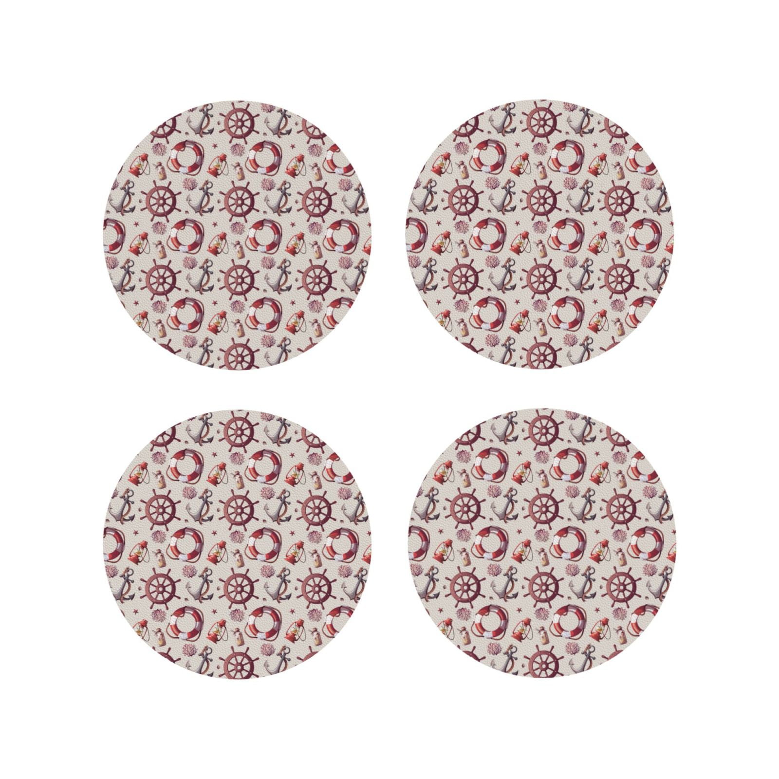 Drink Coasters, lifebuoy anchor rudder -PVC Leather Coasters Sets of 4 ...