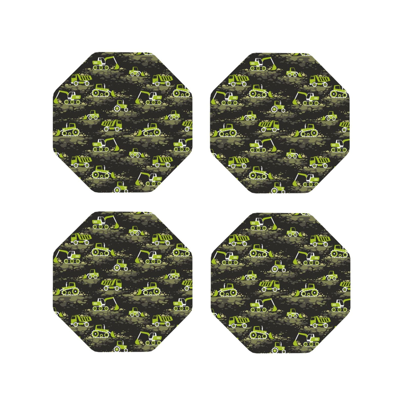 Drink Coasters, light green excavator -PVC Leather Coasters Sets of 4 ...