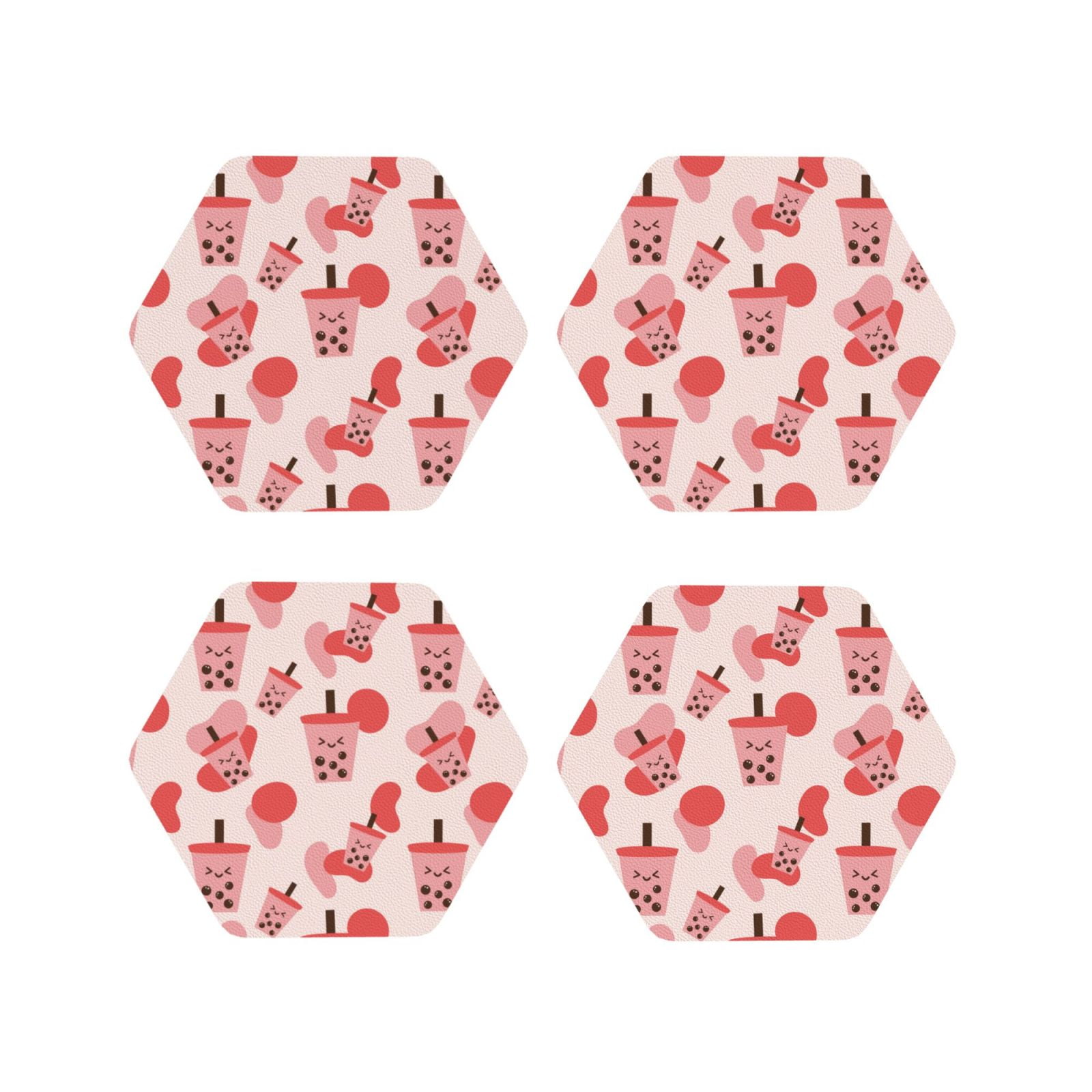 Drink Coasters, milk tea No.805 -PVC Leather Coasters Sets of 4 for ...