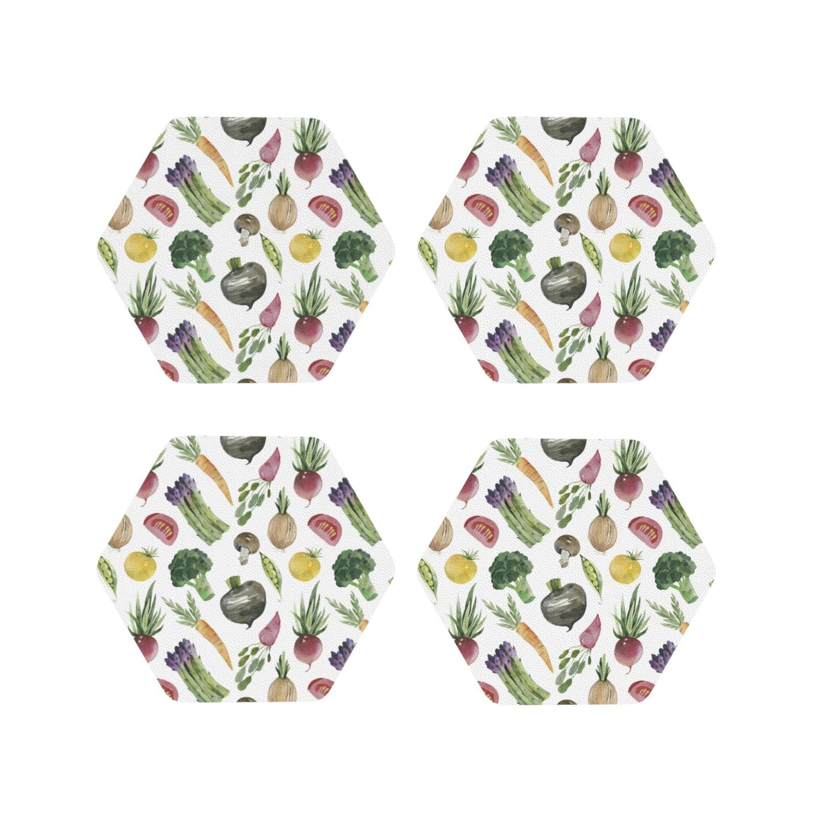 Drink Coasters, vegetable Asparagus Print -PVC Leather Coasters Sets of ...