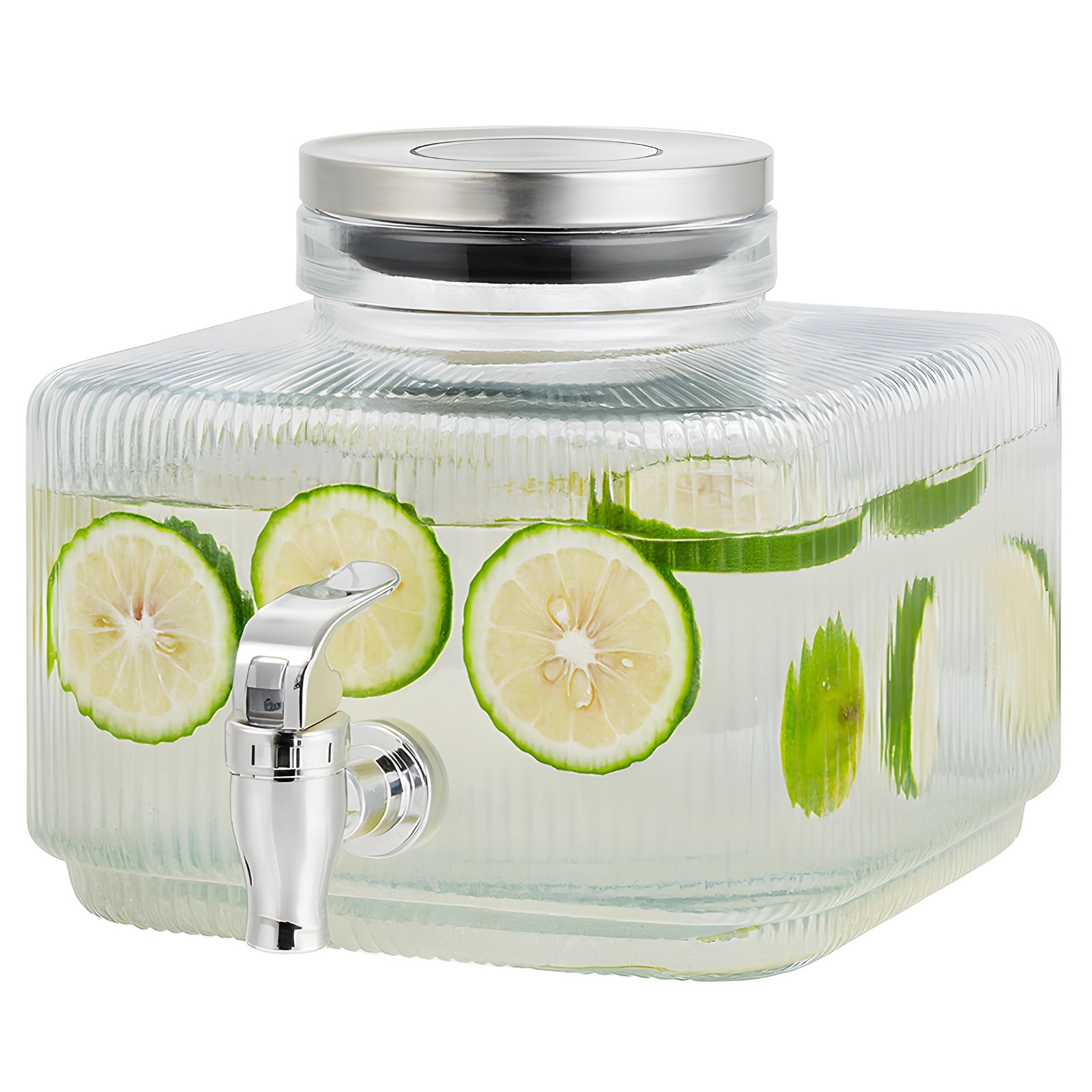 Drink Dispenser for Fridge, 101 Fl Oz Glass Beverage Container, Slim ...