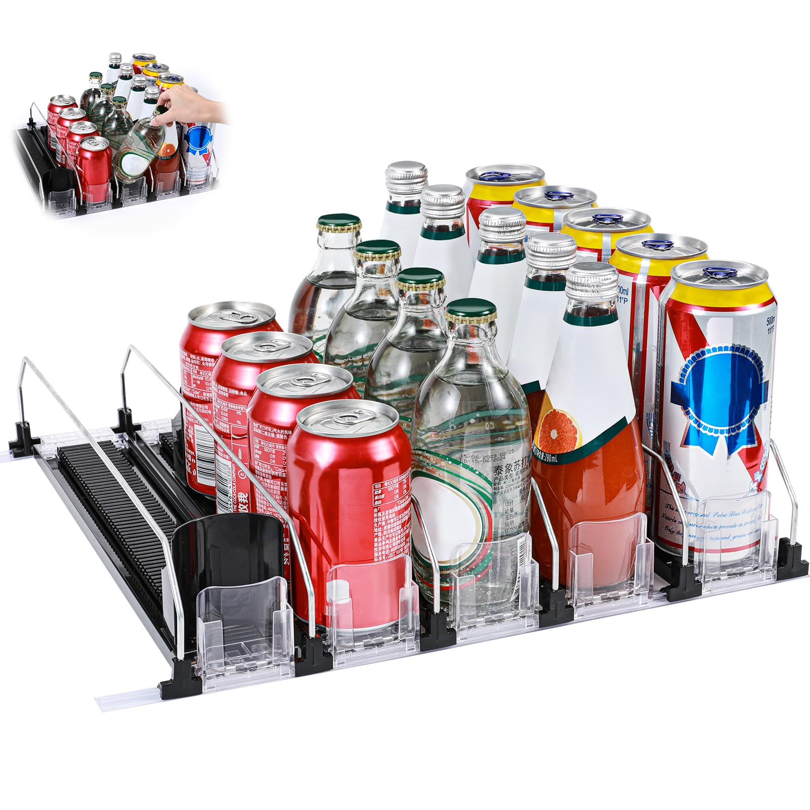 Allnice Beverage Rack & Bottle Holder, Self-Pushing Drink Dispenser for ...