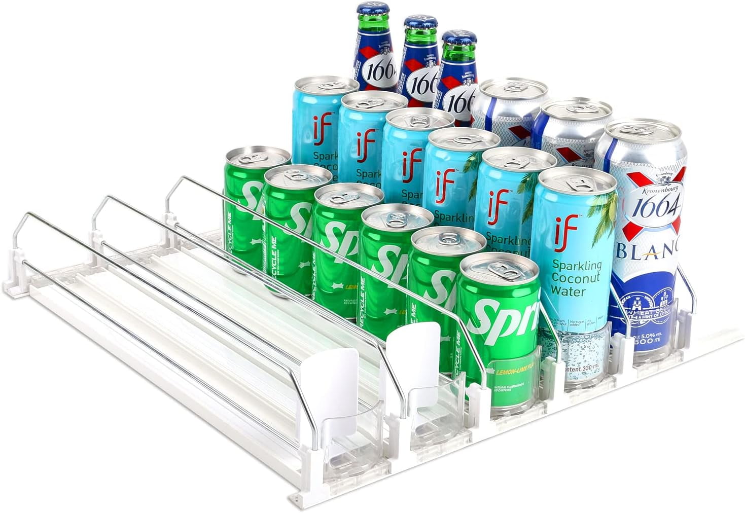 Drink Dispenser for Fridge - Soda Can Organizer with Adjustable Width ...