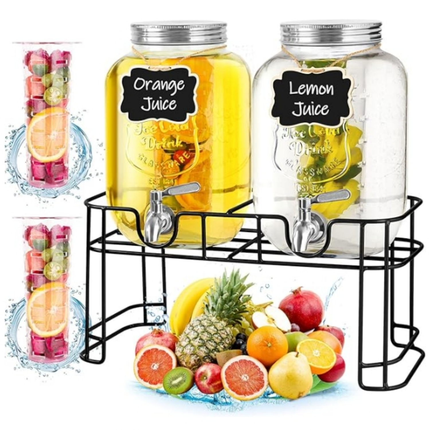 Beverage Dispenser With Stand 2-Pack Glass Beverage Dispensers With ...