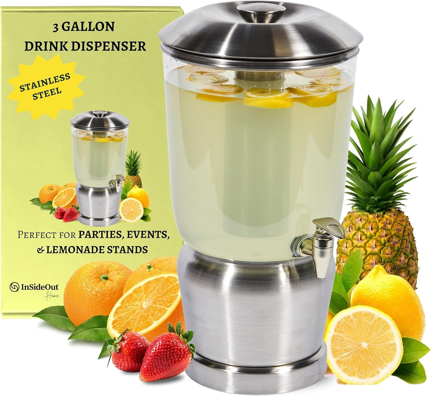 Drink Dispenser with Ice Chambers, Lemonade Tea Water Dispenser with ...