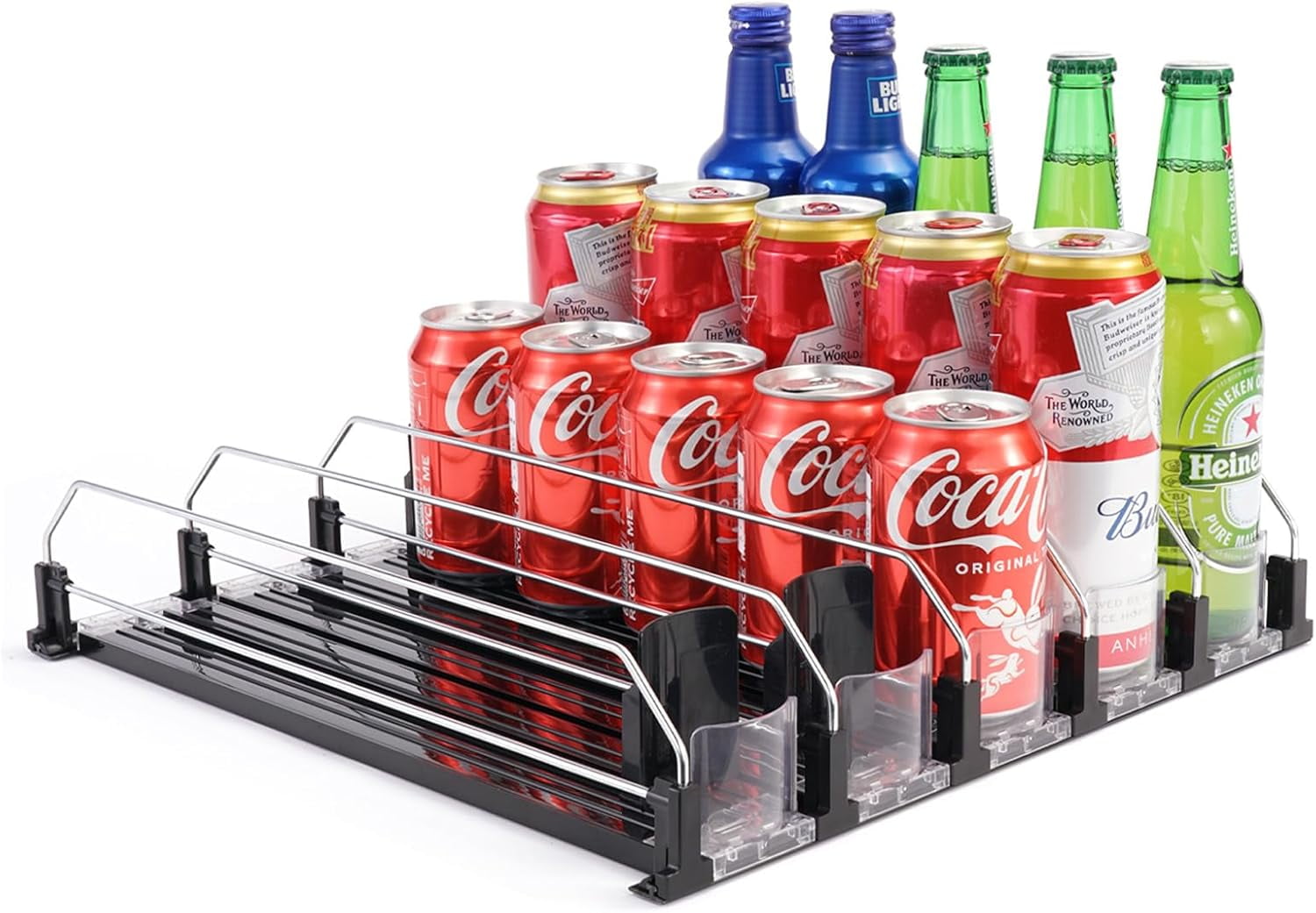 Drink Dispenser for Refrigerator, Self-Pushing Soda Can Organizer for ...