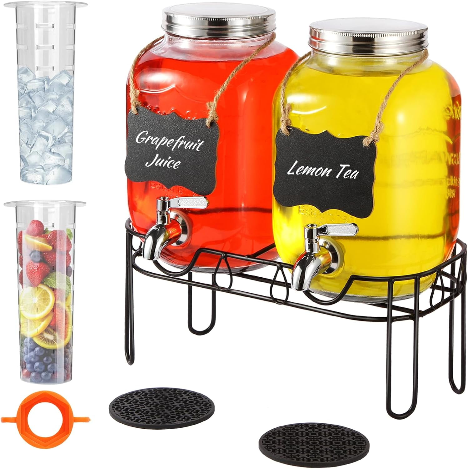 Drink Dispensers for Parties, Glass Drink Dispenser with Stand, 304 ...