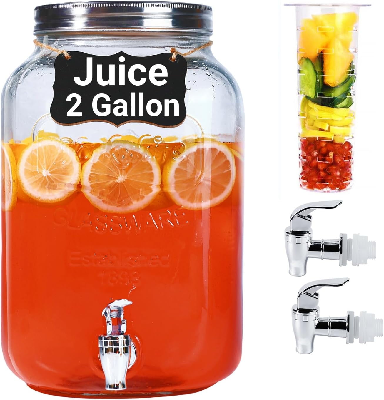 Drink Dispensers for Parties, Sun Tea Glass Jar for Outside 100% ...