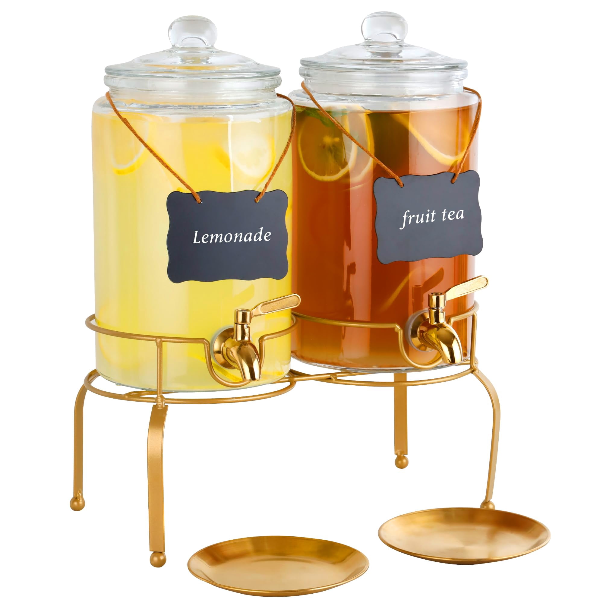 Drink Dispensers for Parties, 2 Pack 1 Gallon Beverage Dispenser with ...