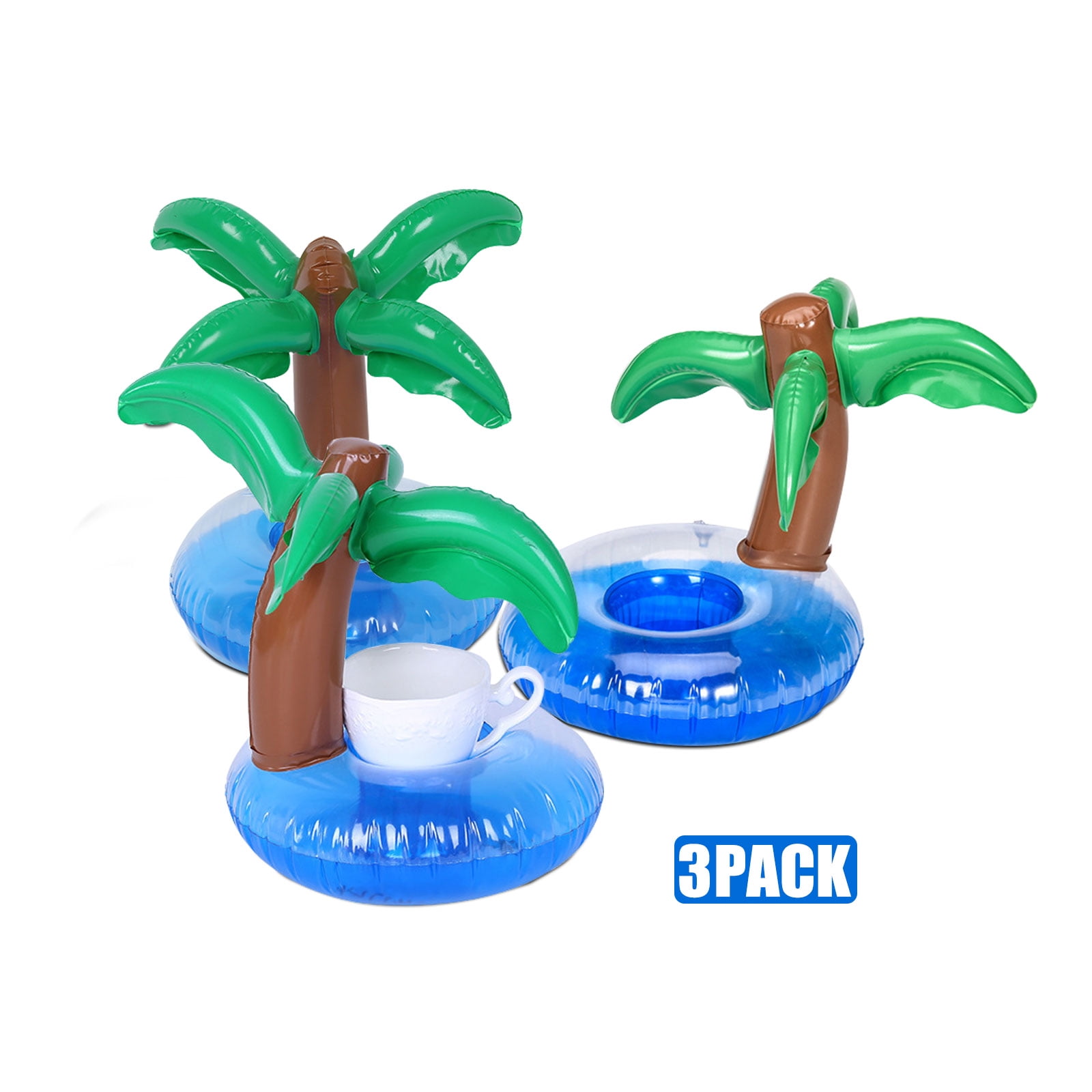Drink Holder for Pool Floats,3 Pcs Palm Island Cup Holder,Inflatable ...