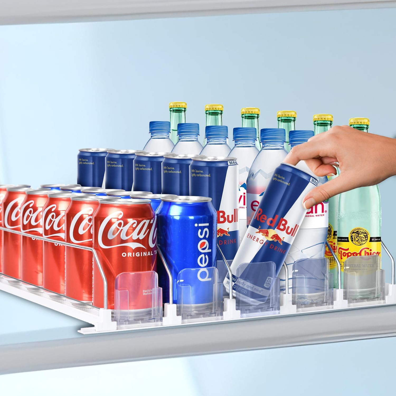 Drink Organizer For Fridge - Fridge Organizers Self Pushing Drink ...