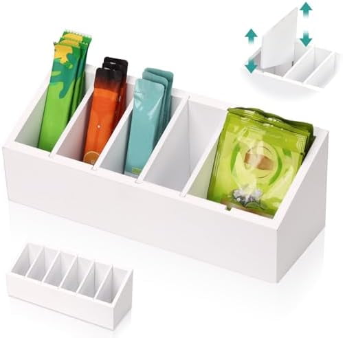 Drink Packet Organizer (10.78×4.1×3.6"): Wooden with 5 removable ...