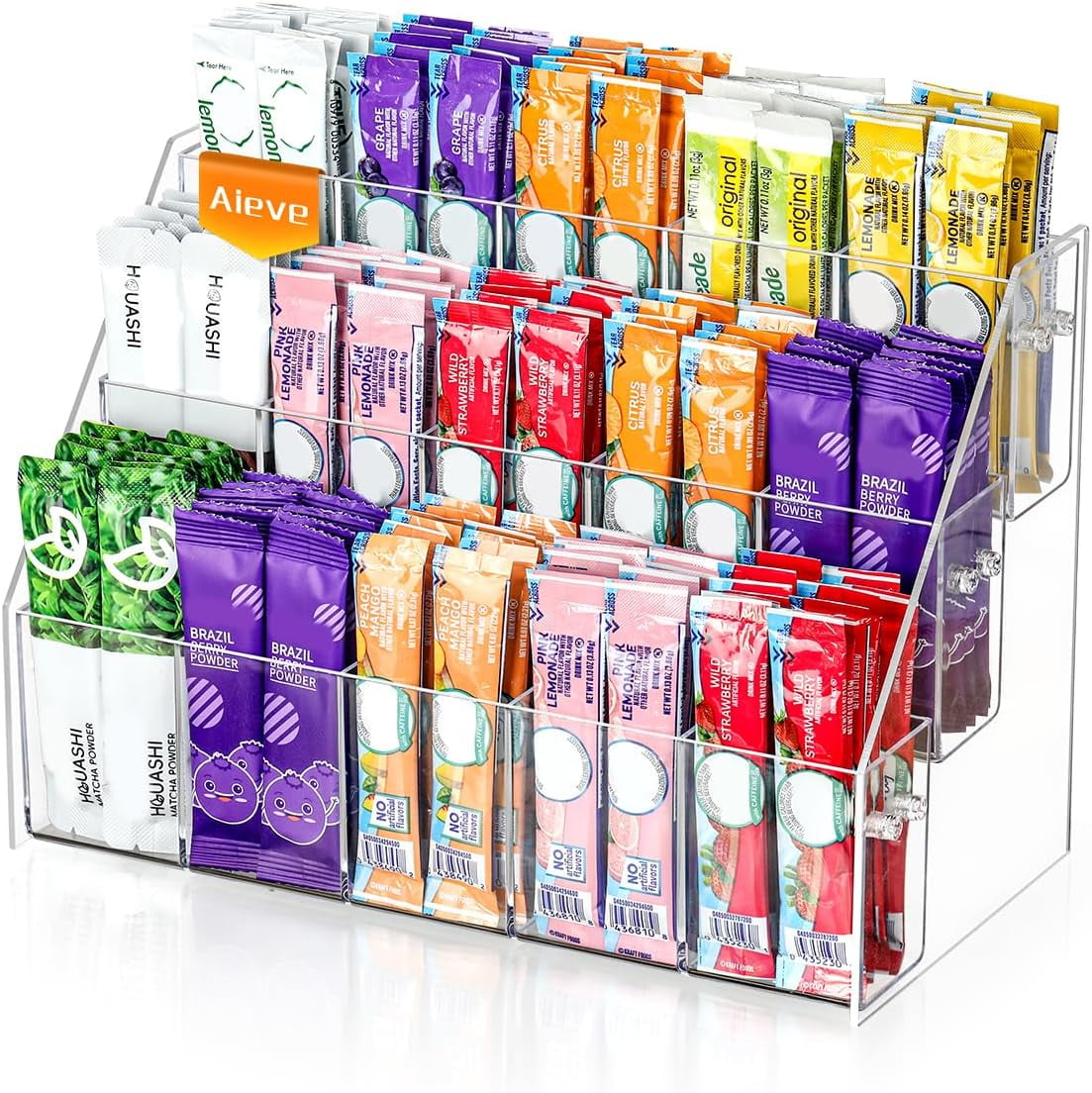 Drink Packet Organizer with 15 Compartments, Water Packet Organizer for ...