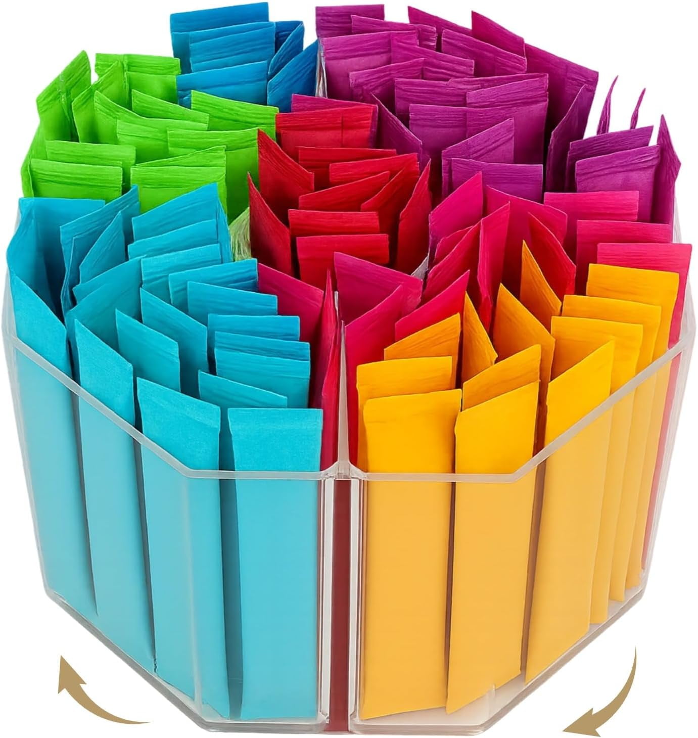 Drink Packet Organizer, 5-Compartment Acrylic Rotating Caddy - Clear ...
