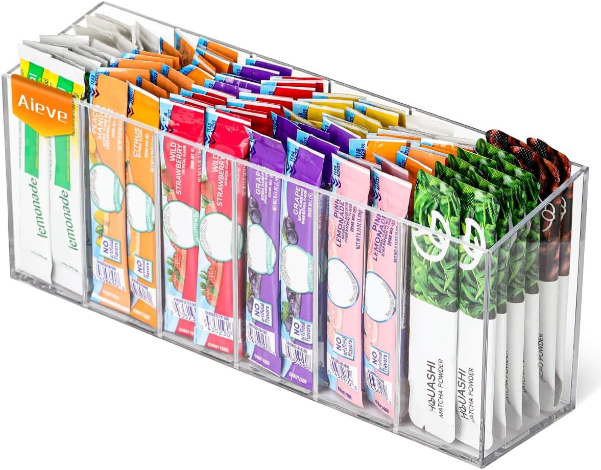 Drink Packet Organizer, Water Drink Packet Holder with Removable ...