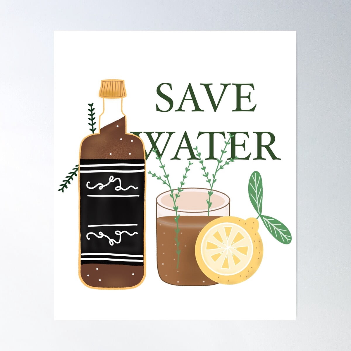 Drink Smart, Save Water Poster Wall Art, Modern Wall Decor For Living ...