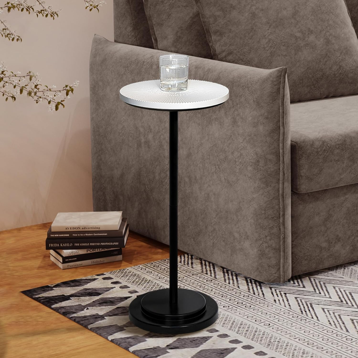 Drink Table, Carved Table Top Martini Table, Small Side Table, Weighted ...