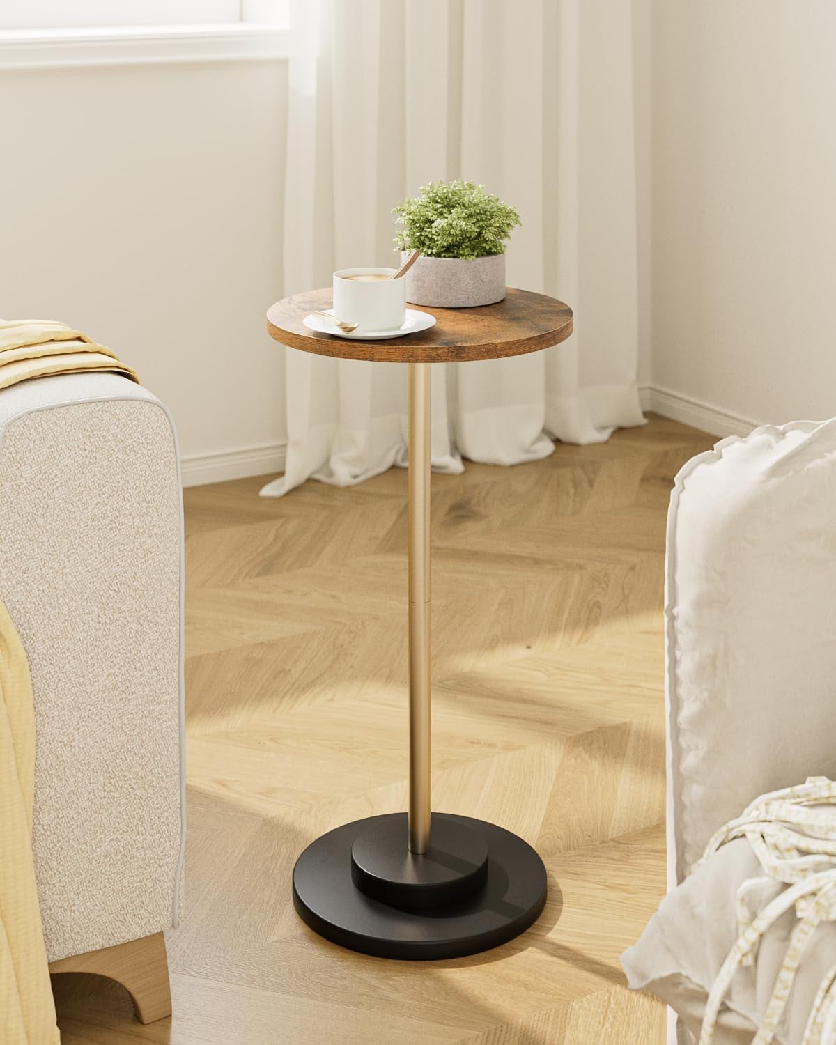 Drink Table, Round Side Table for Small Spaces, Pedestal Small End ...