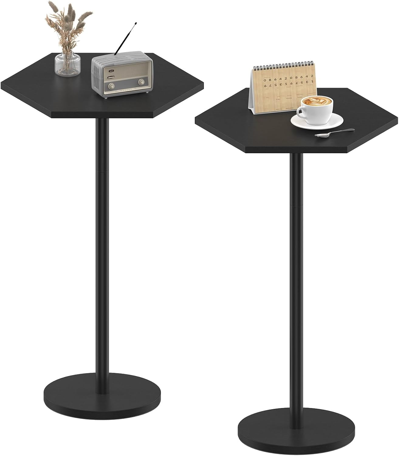 Drink Table Set of 2, Small Pedestal Side Table for Small Spaces ...