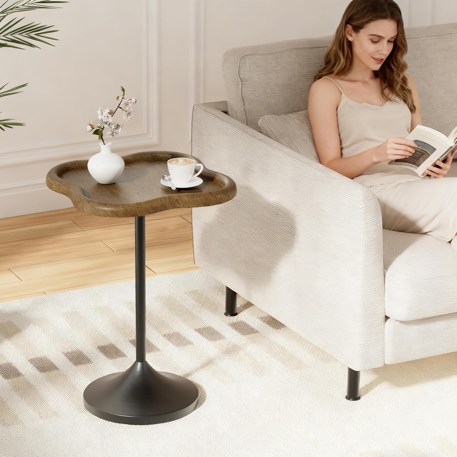 Drink Table, Small Pedestal Side Table for Small Spaces, Modern Solid ...