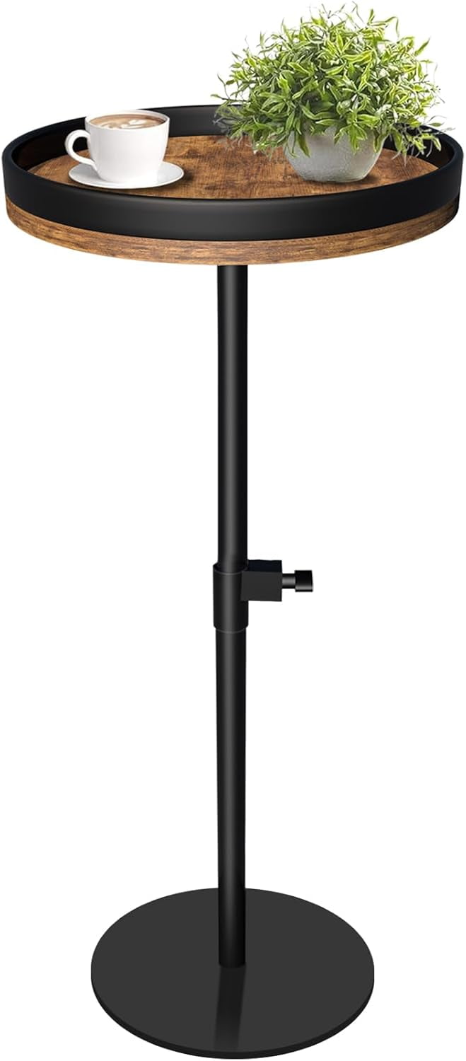 Drink Table, Small Round Side Table Height Adjustable Martini Table ...