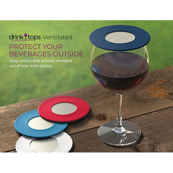 Drink Tops Ventilated Silicone Wine Glass Covers - Weighted Cover With ...