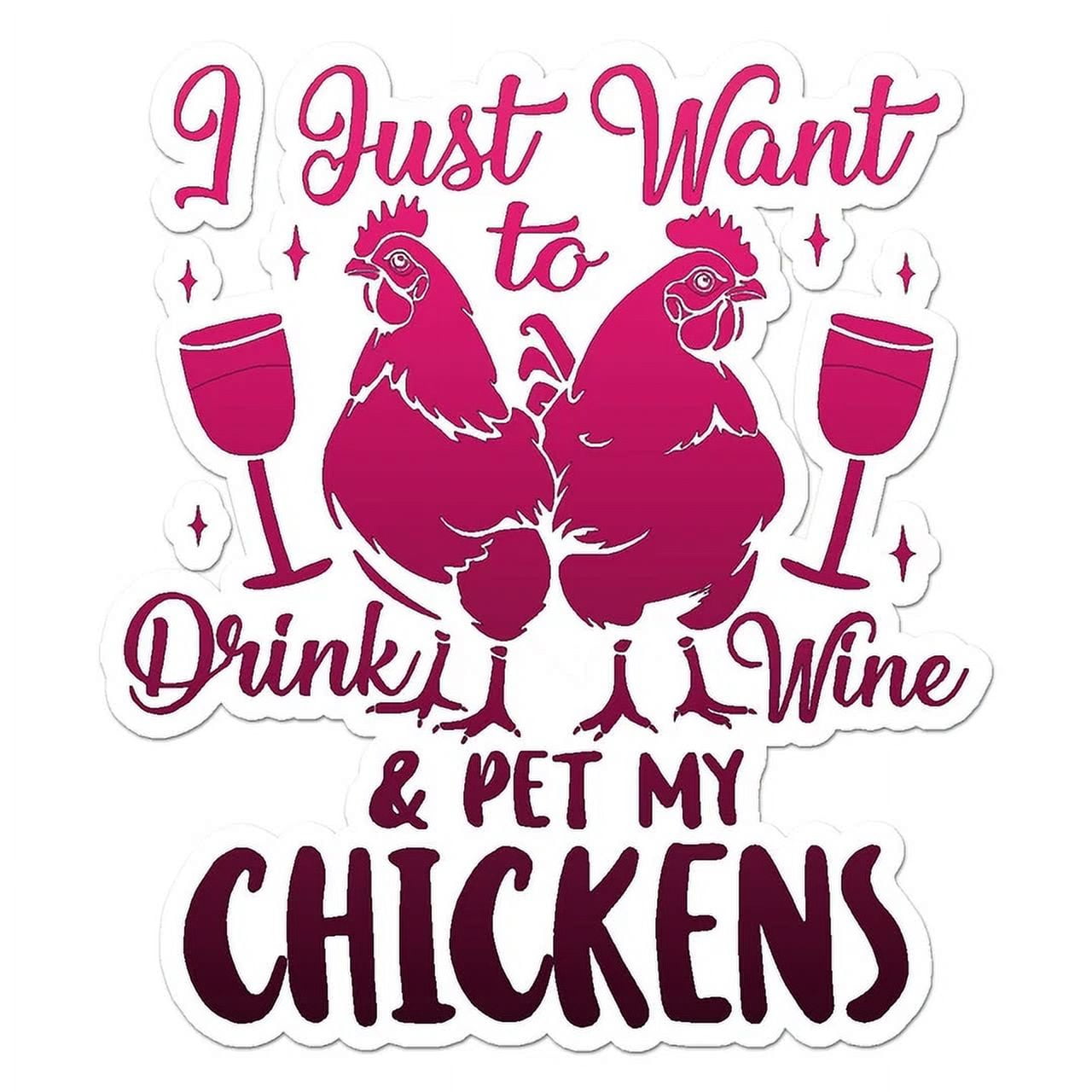 Drink Wine Pet Chickens Sticker Phone Decal Water Bottle Stickers Car ...