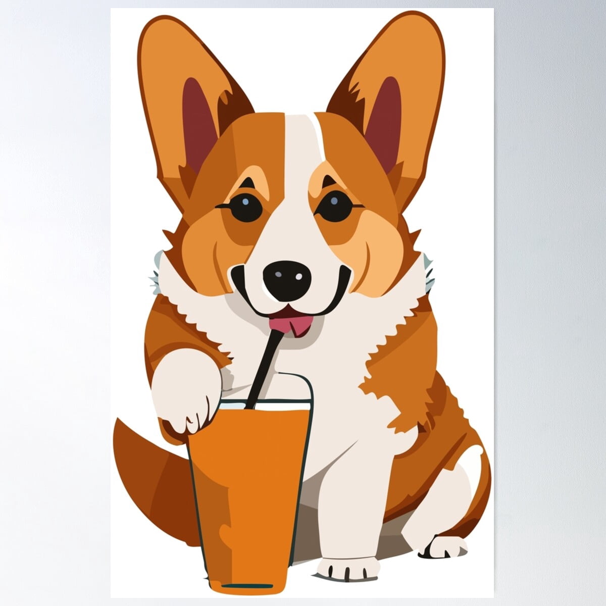 Drink With Corgi Poster Wall Art, Modern Wall Decor For Living Room ...