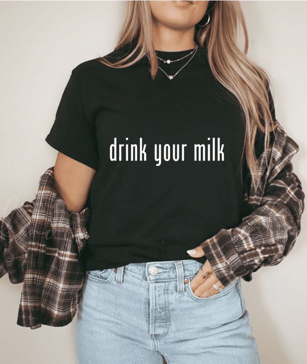 Drink Your Milk Vintage Retro Funny Classic Humor Art Unisex T-Shirt up ...