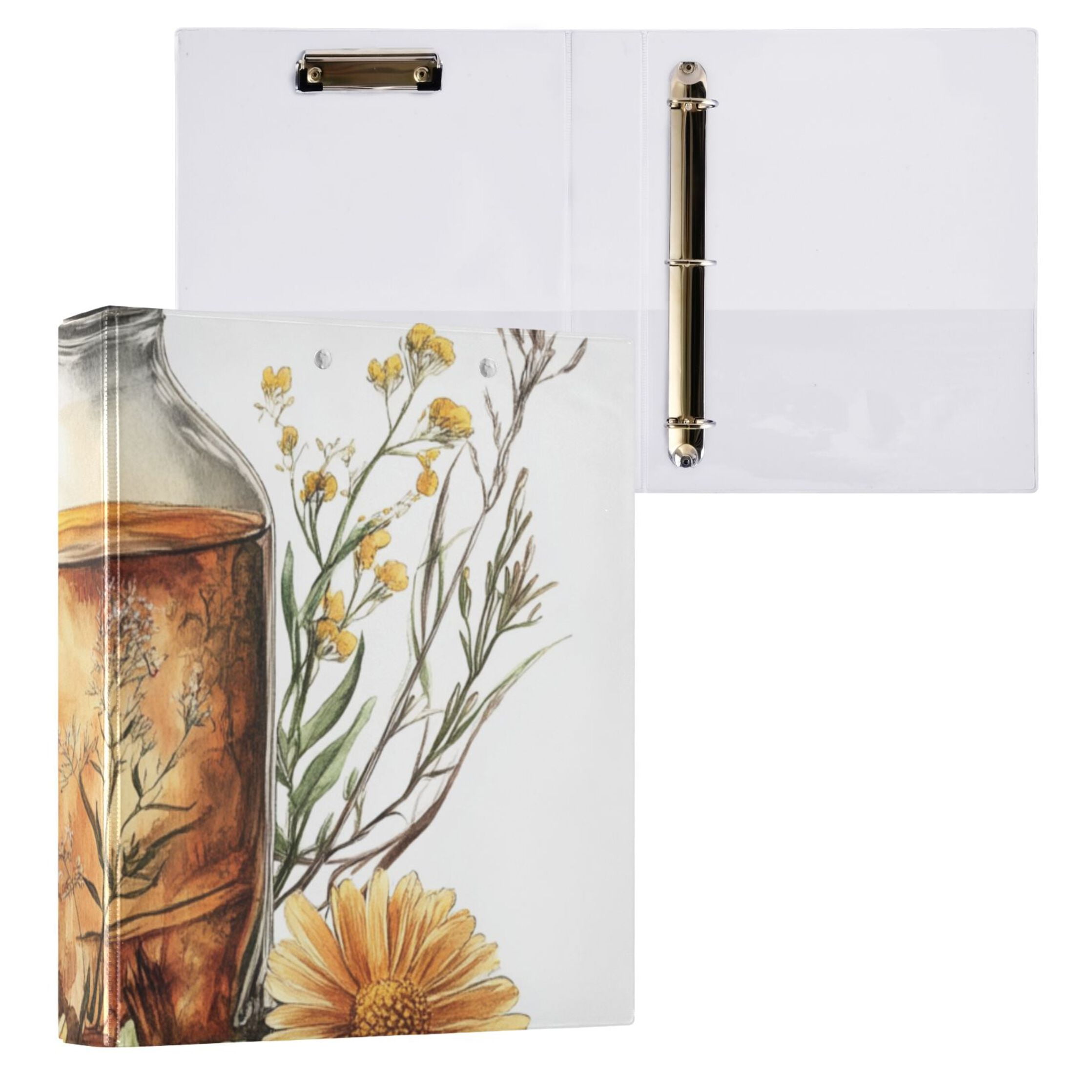 Drink with Flowers Herbs 3 Ring Binders 1.5 inch Hardcover File Folders ...