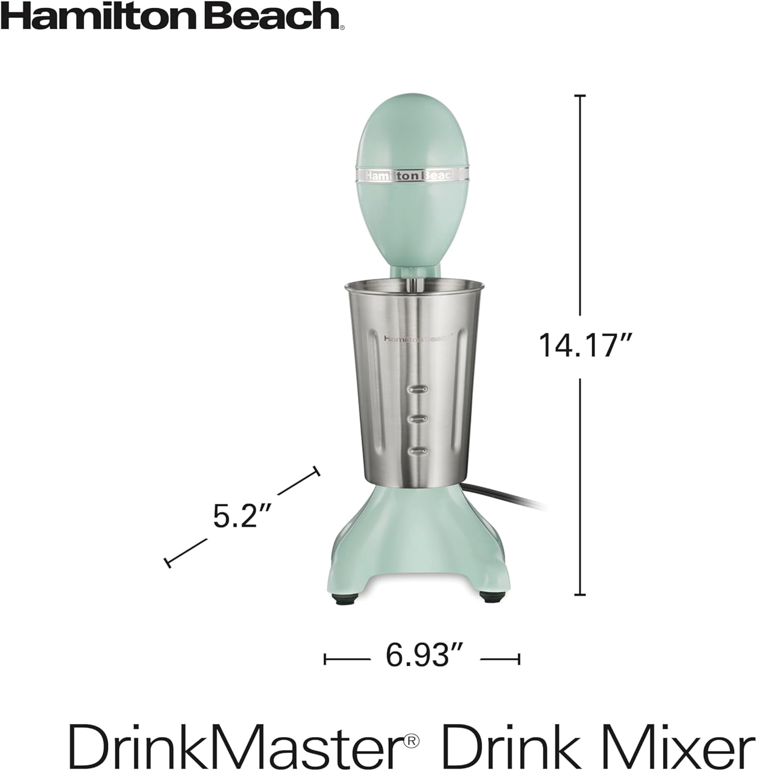 DrinkMaster Electric Drink Mixer with 28oz Stainless Steel Cup and Mint ...