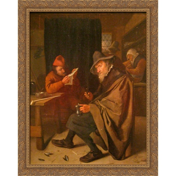 Drinker 28x36 Large Gold Ornate Wood Framed Canvas Art by Jan Steen ...
